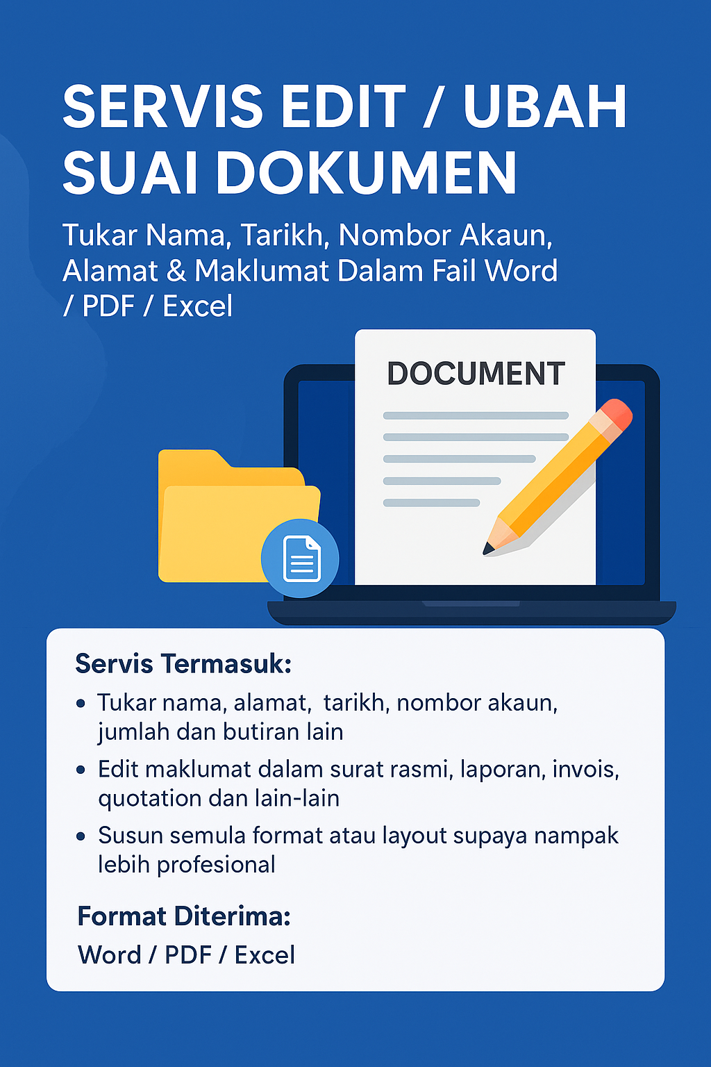 SERVIS EDIT / UBAH SUAI DOKUMEN (Word / PDF / Excel) | Servis Digital Profesional | Shopee Malaysia