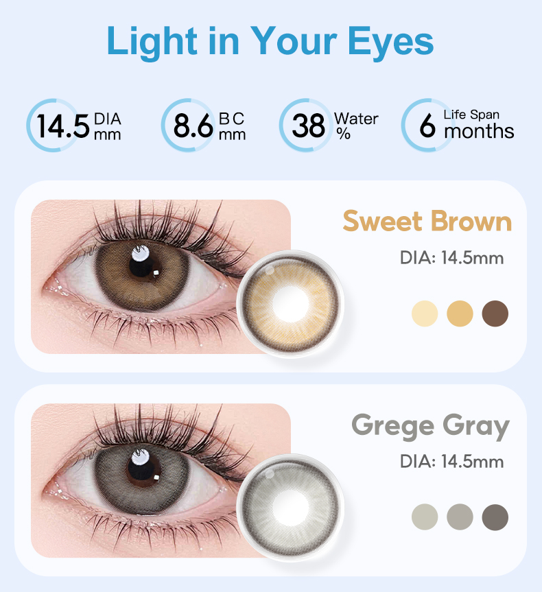 【0.00~-6.00】Magister Contact Lens Power 14.5mm Diamond Candy Brown gray ...