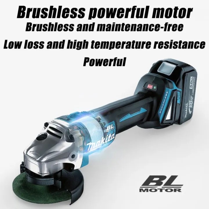 Makita 18V brushless lithium battery rechargeable angle grinder motor ...
