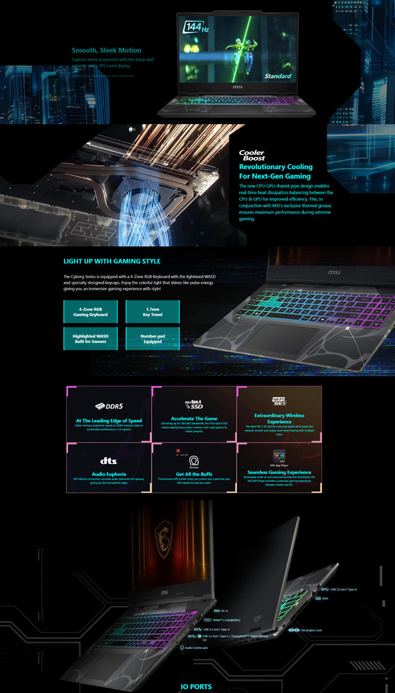 MSI Laptop CYBORG A15 AI Gaming (RYZEN 7 260 AI/16GB/512GB /15.6" FHD ...