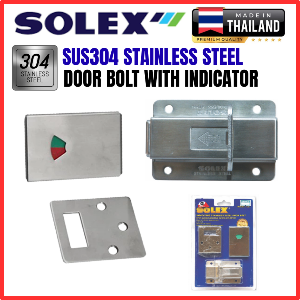 SOLEX 100% THAILAND Stainless Steel Indicator Bolt Door Lock Toilet ...