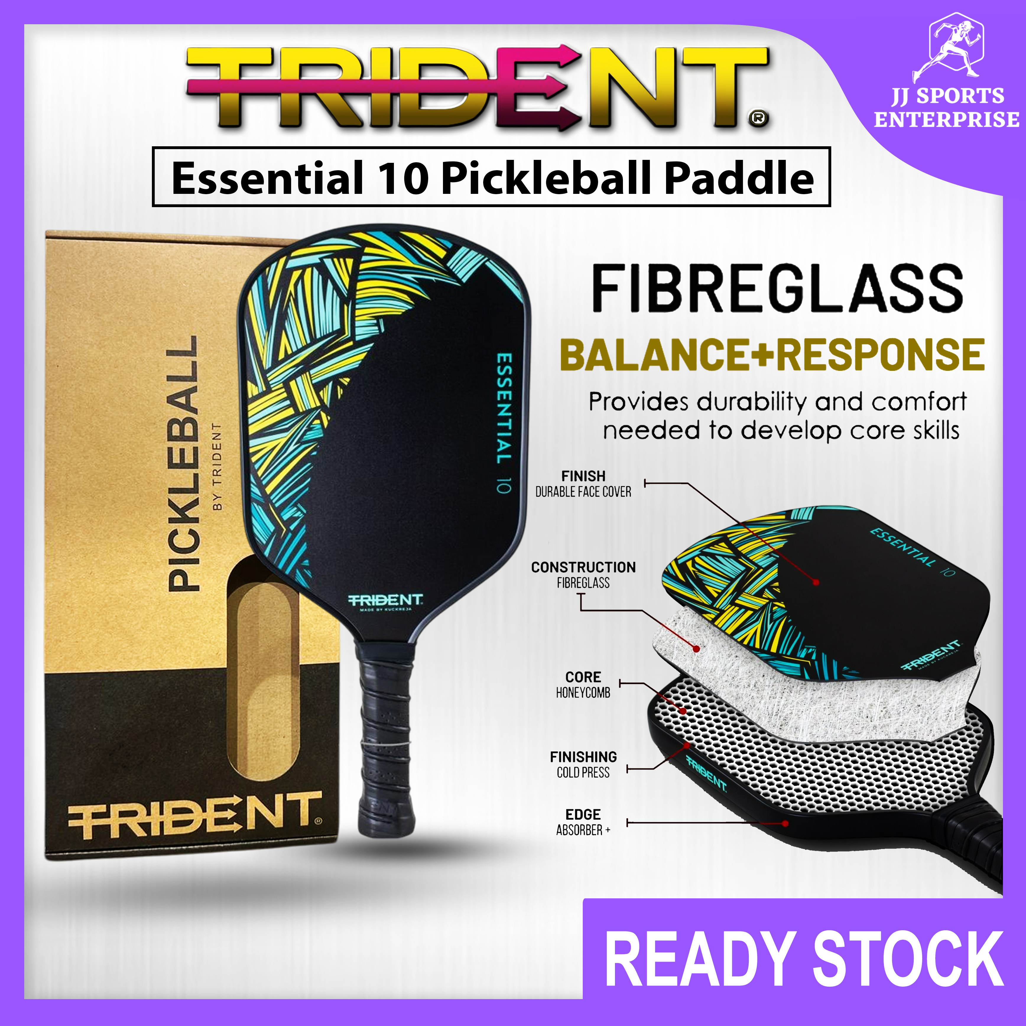 Trident Essential 10 Pickleball Paddle (Jungle Yellow) Training Player ...