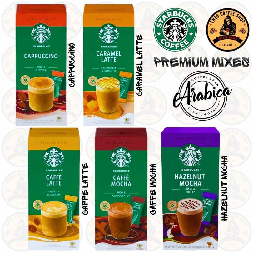 STARBUCKS PREMIUM MIXES INSTANT DRINK / CAPPUCCINO, CARAMEL LATTE ...