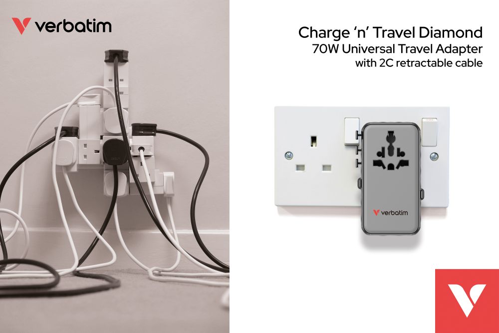 Verbatim Charge n Travel Adaptor GaN III 70W Built In Dual USB-C ...