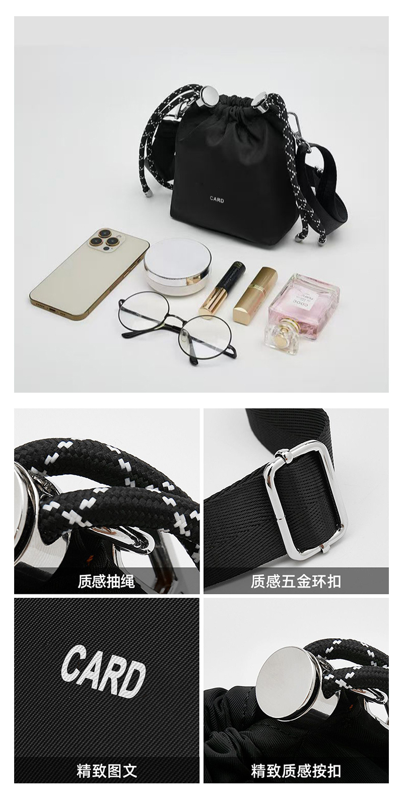 Drawstring Sling Bag Mini Beg Silang Lelaki Lightweight Bucket Bag ...