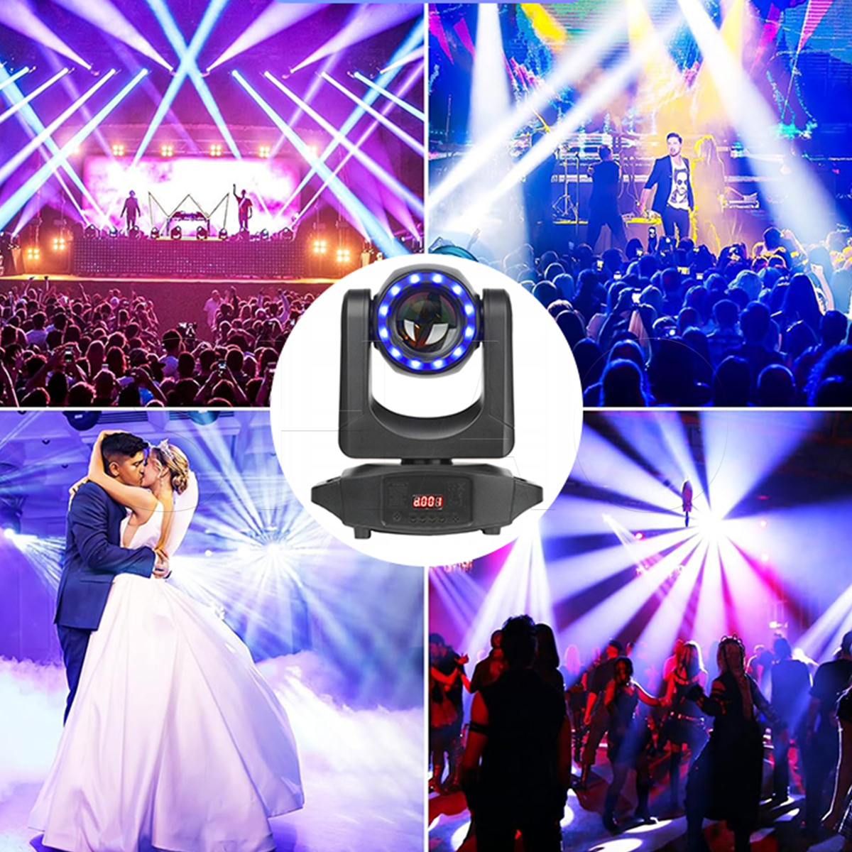 Stage Beam Light Mini LED Moving Head 100-150W 8 Colors Sound Activated ...