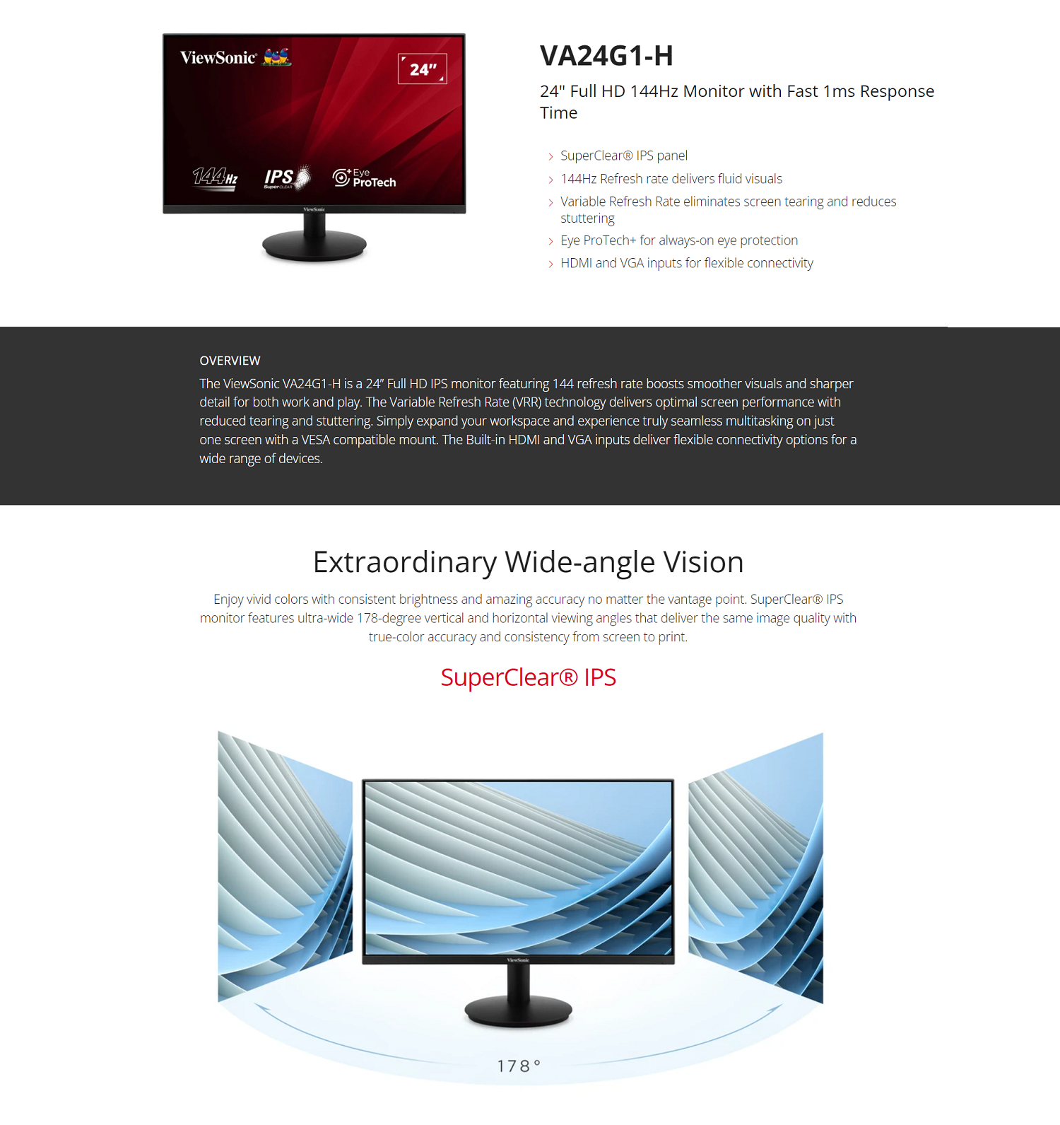 VIEWSONIC VA240A-H ( VA240AH ) 120Hz / VA24G1-H ( VA24G1H ) 144Hz LCD ...