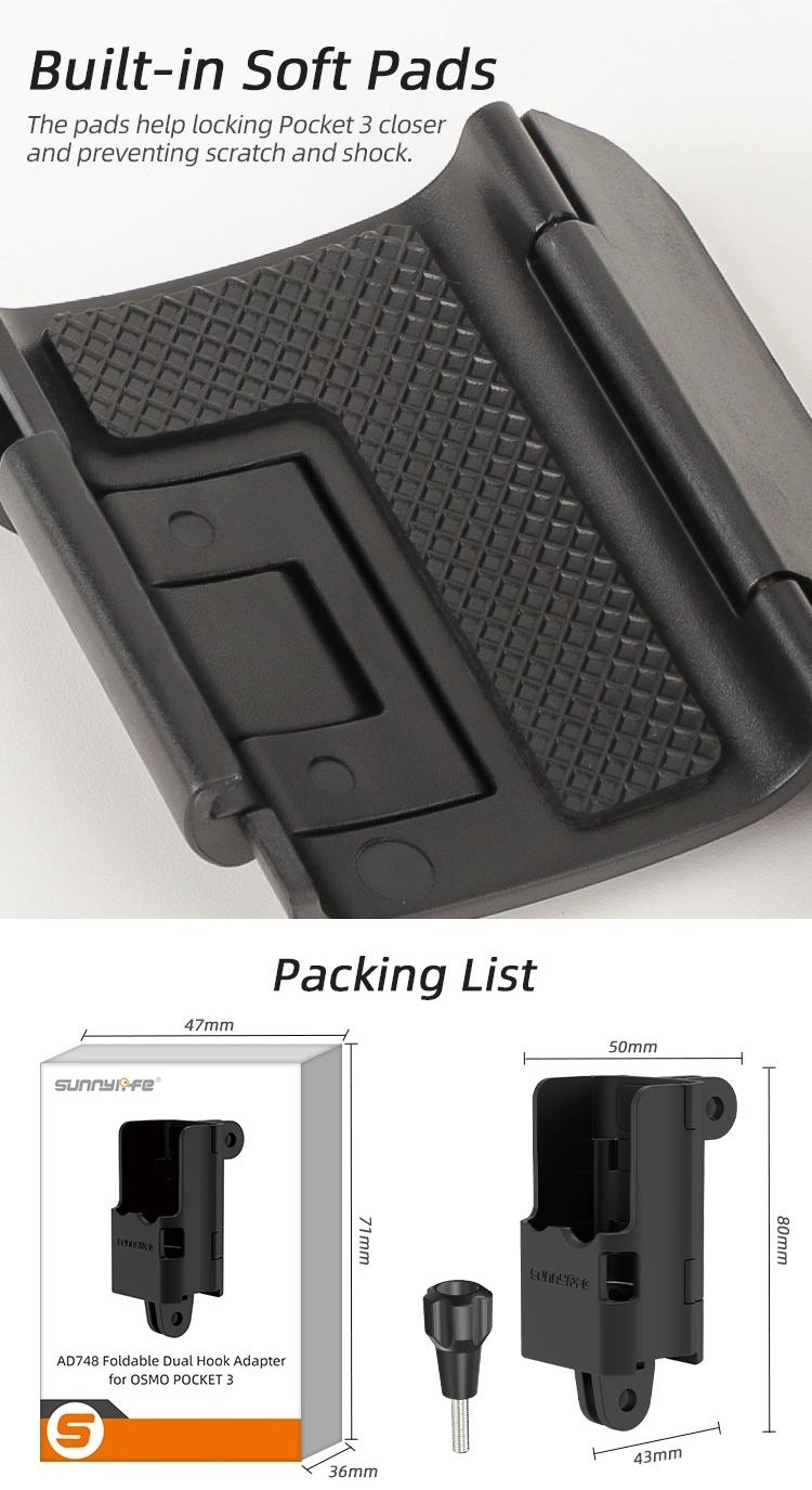(READYSTOCK) DJI POCKET 3 FOLDABLE DUAL HOOK ADAPTER (SUNNYLIFE ...