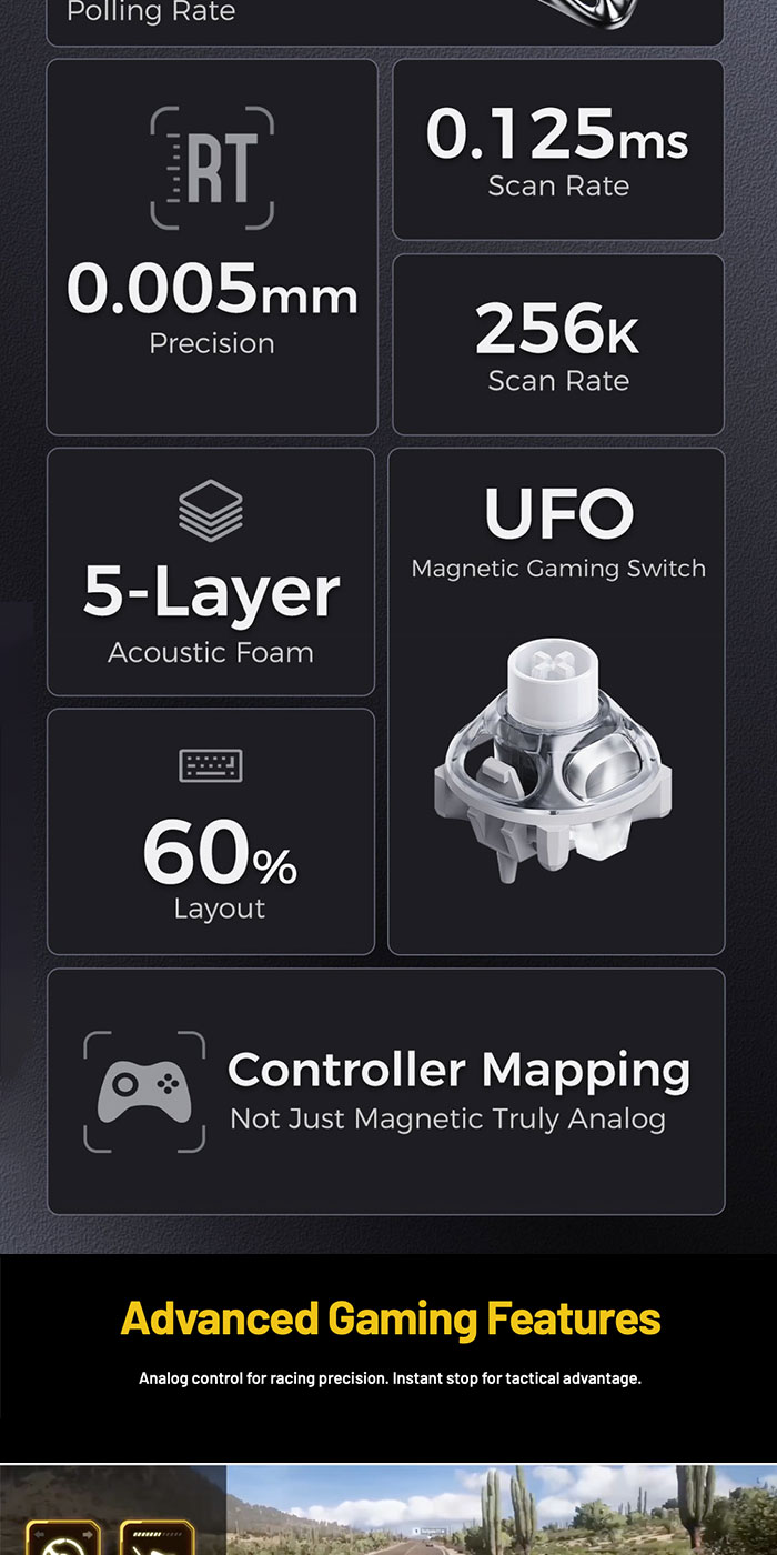 [PRE-ORDER] Gravastar Mercury V60 Pro 60% Gaming Hall Effect UFO Magnetic Switch Gaming Keyboard ...