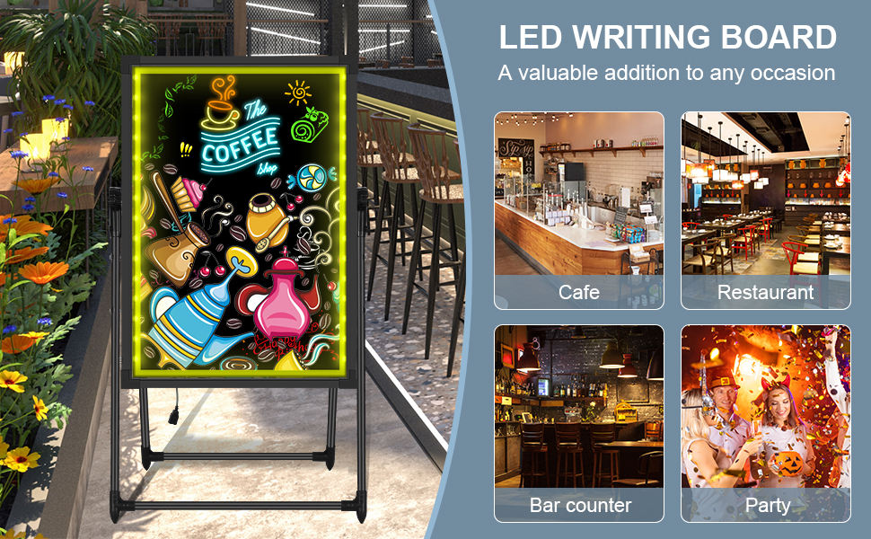 LED Message Board Flashing Neon Effect Erasable Illuminated Signage ...