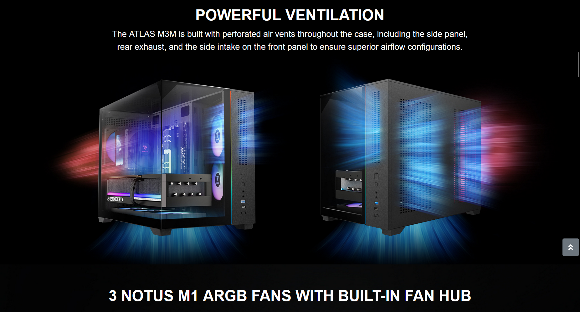 GAMDIAS ATLAS M3M Pre-Installed 3 ARGB Fans (2 x Reverse Intake Fans)PC ...