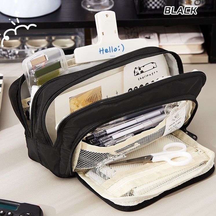 [Ready]Large-Capacity 3 layers Pencil Case Simple Stationery Box Cute ...
