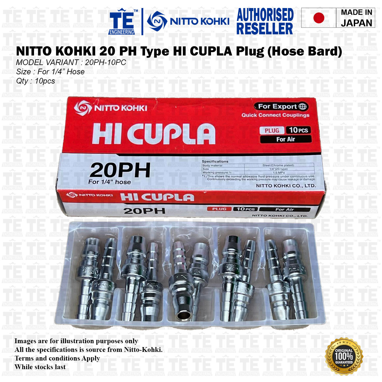 NITTO KOHKI 20PH Type Pneumatic Air Quick Coupler 10Pcs Per Box ( HI ...
