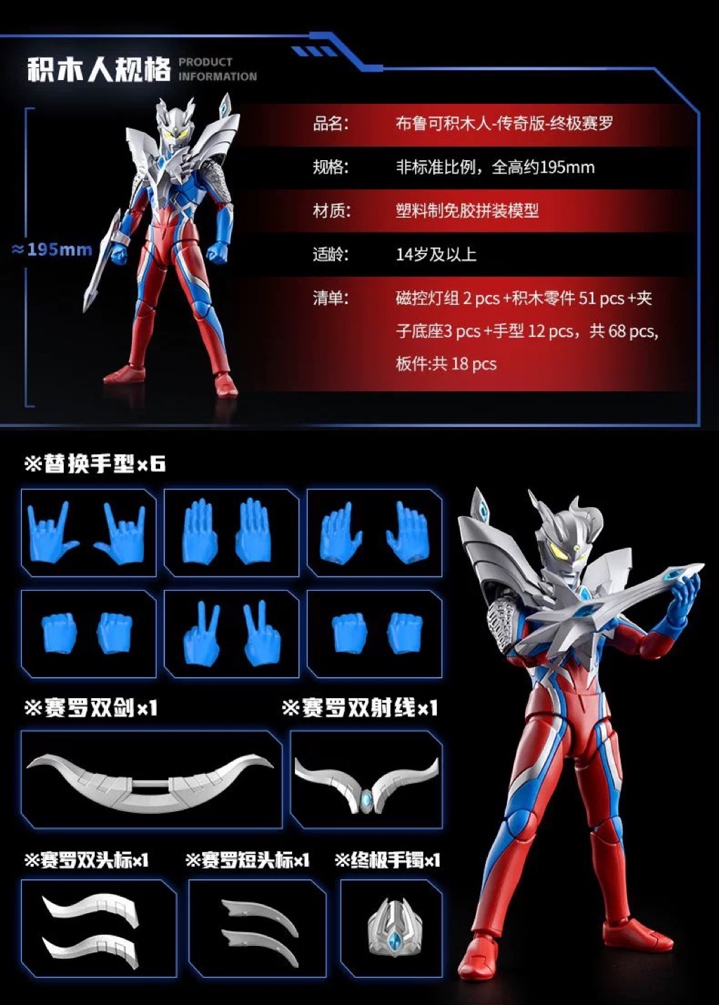 Mainan Blokees Ultraman Zero Building Block Legend Edition Assembled ...