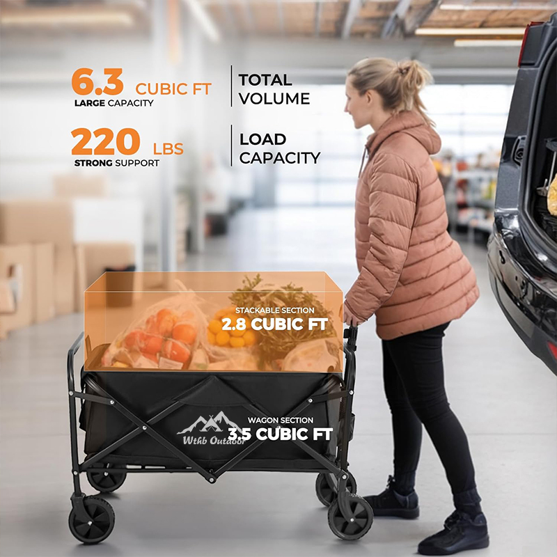WTHB 400L Outdoor Wagon Trolley Heavy Duty Foldable Camping Cart ...