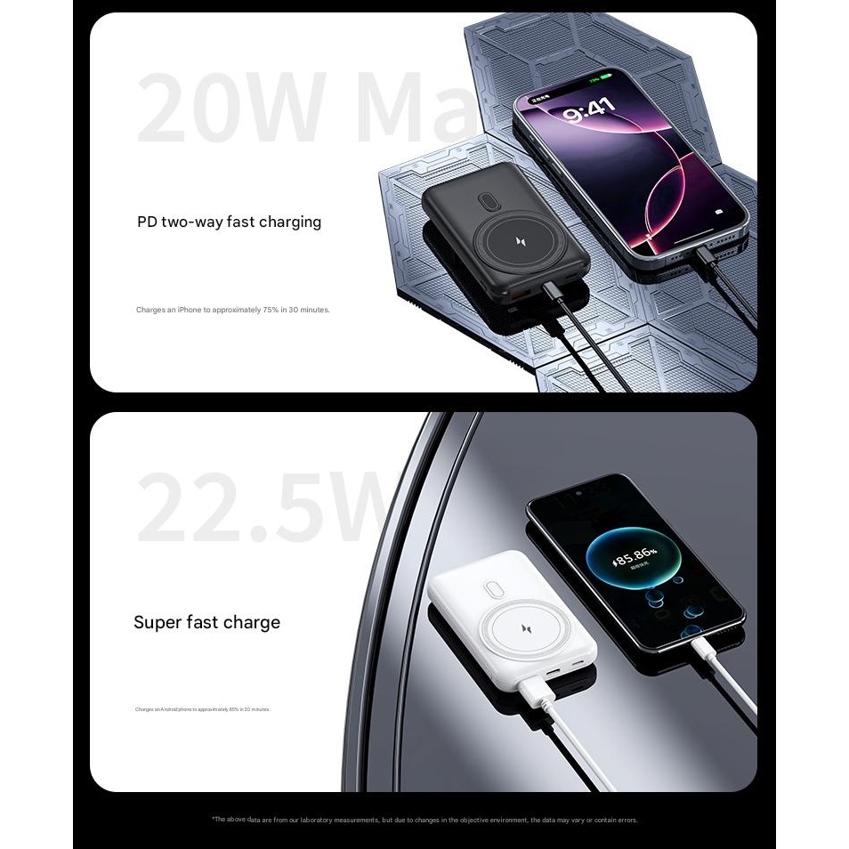 15W Magnetic Wireless Charging Power Bank 22.5W/20W Fast Charging ...