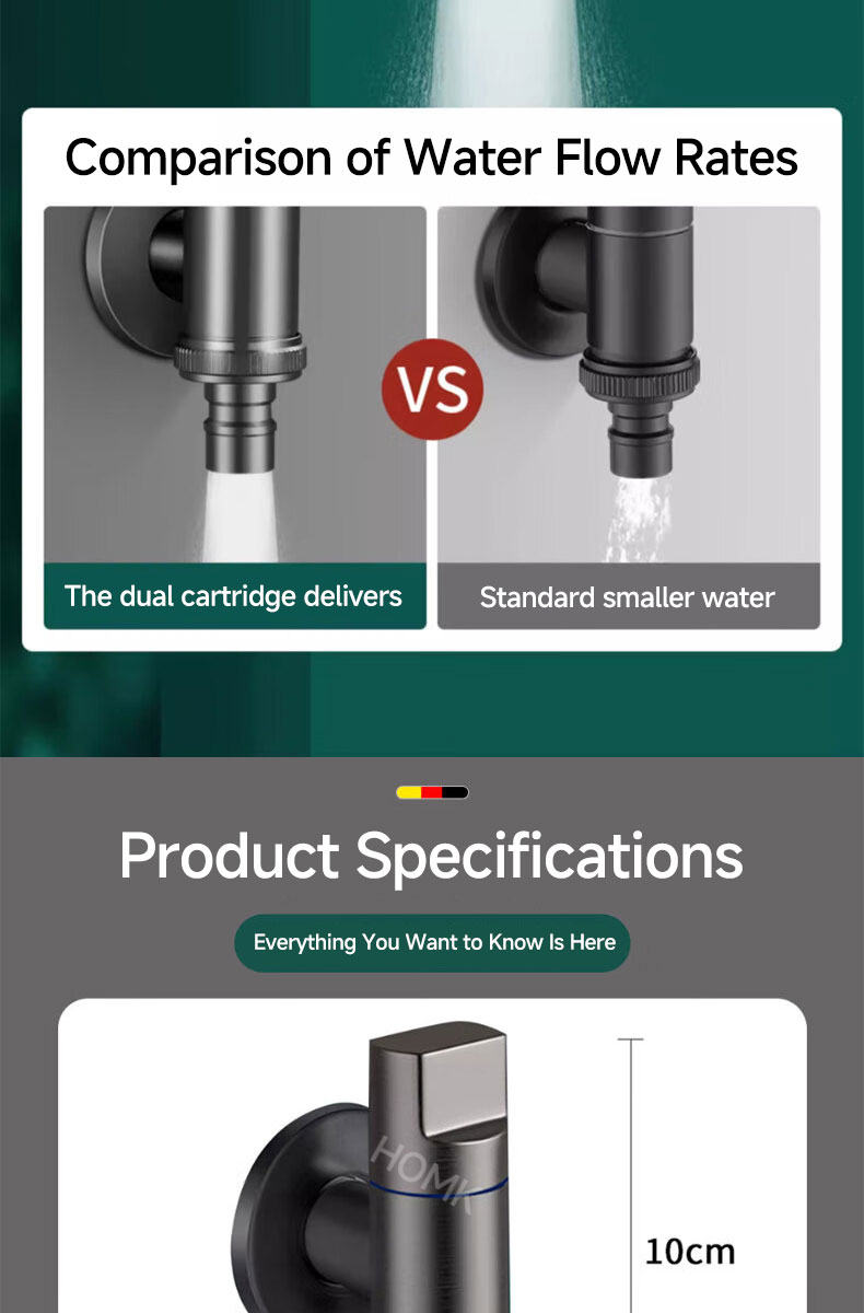 HOMK Washing Machine Angle Valve Stainless Steel Explosion Proof High ...