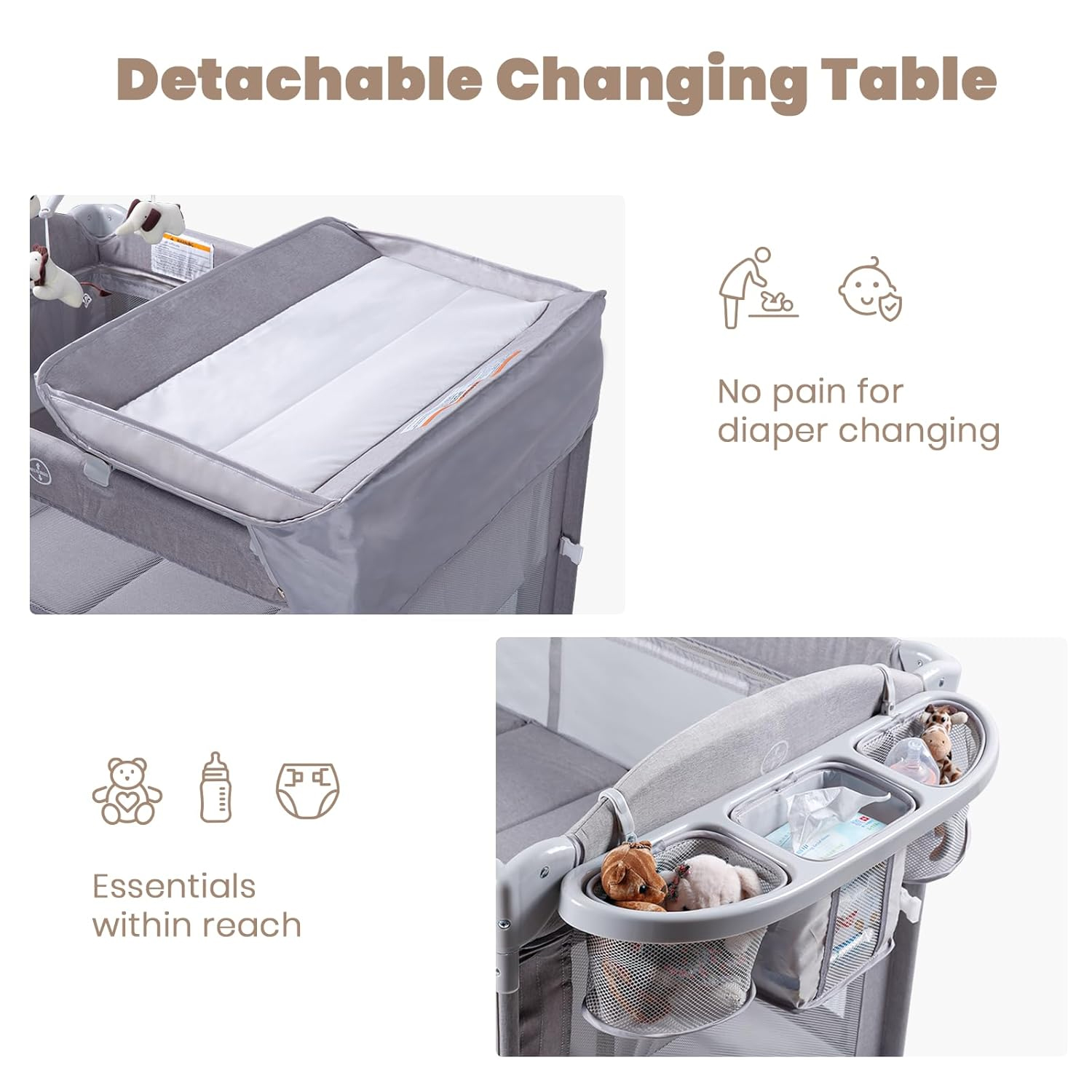 Portable Foldable Baby Bed‍ Baby Cot Adjustable Cradle Travel Cot Side ...