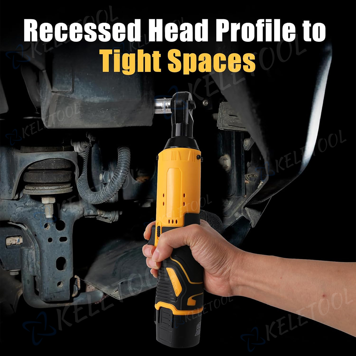 18V 3/8" Cordless Electric Ratchet Wrench Right Angle 180Nm Power ...
