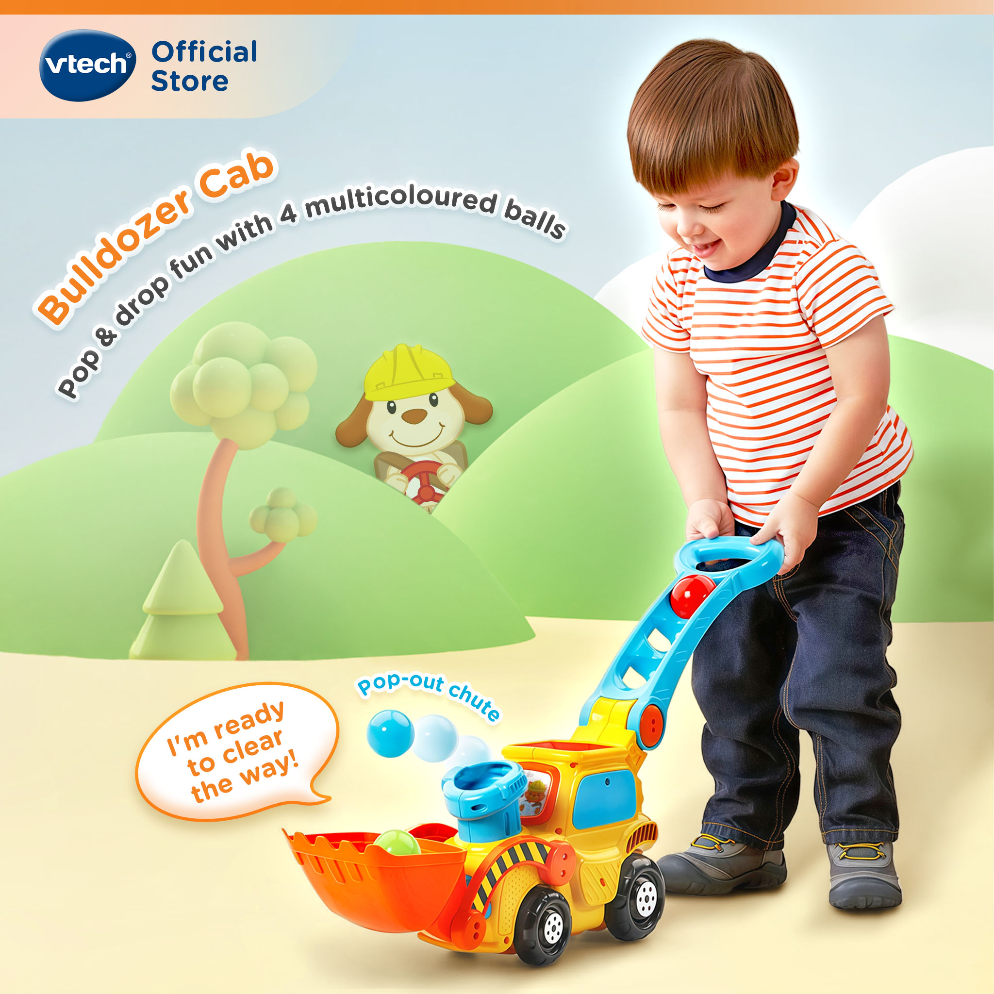 VTech Pop-a-Balls Push & Pop Bulldozer jentolak Kids Toys 1-3 Years ...