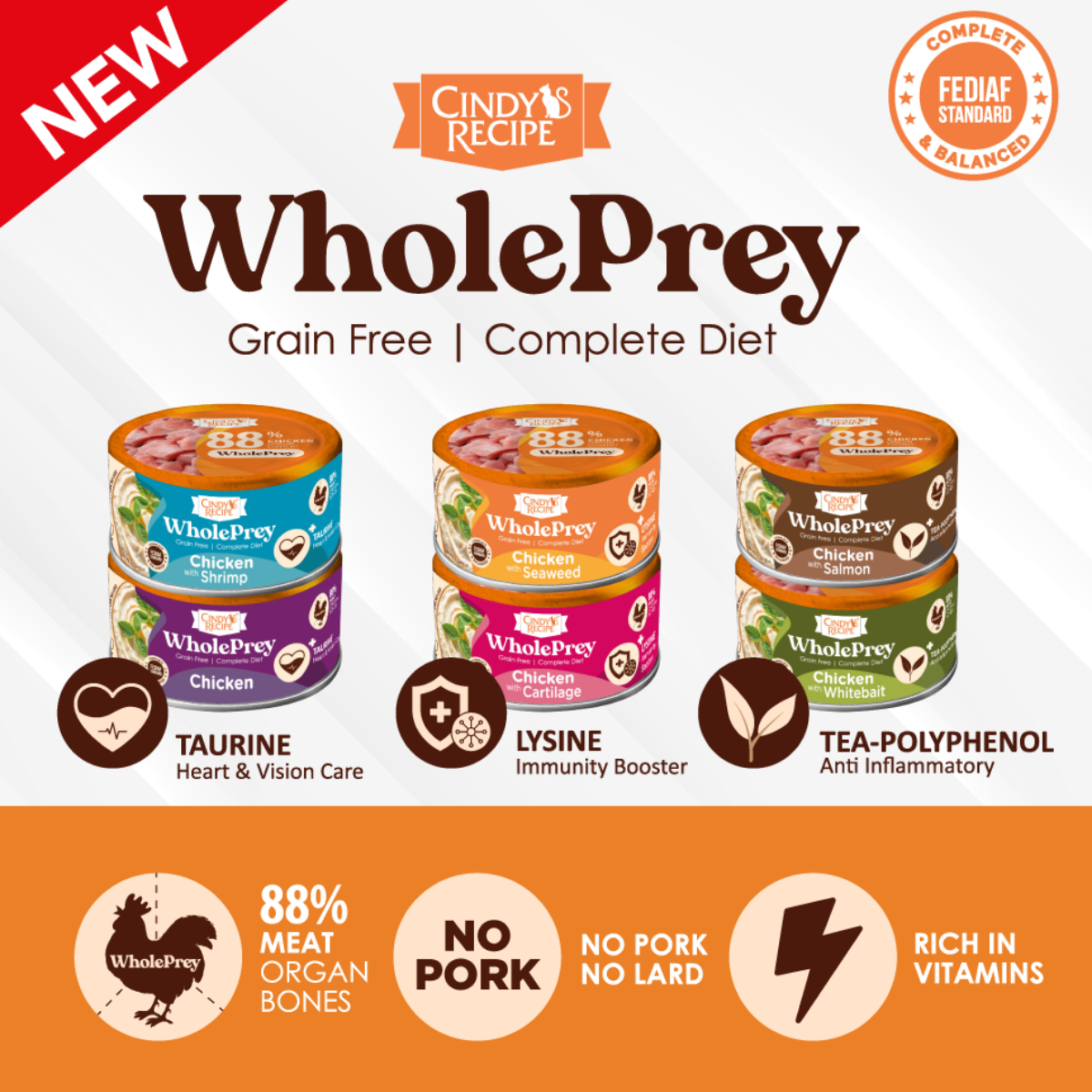 GUN PET Cindy's Recipe WholePrey Cat Canned Wet Food Cindy Can Makanan ...