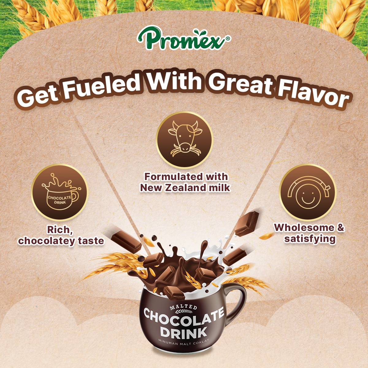 Promex Chocomex Malted Chocolate Drink 30g x 15 Sachets [New Packaging ...