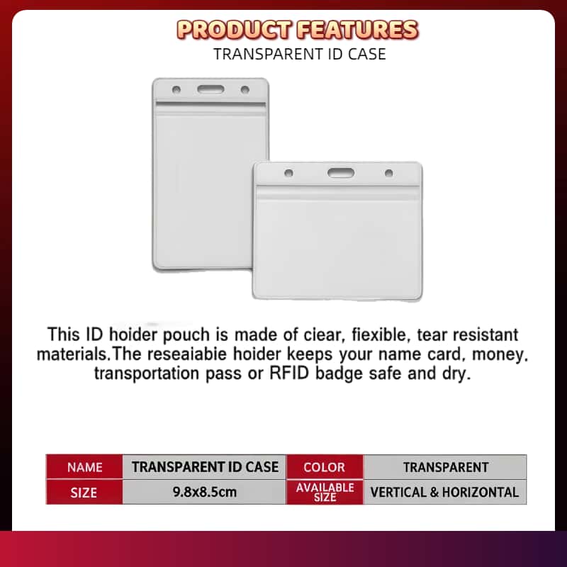 QUAFF Double Sided Transparent ID Card Holder Vertical/Horizontal ...