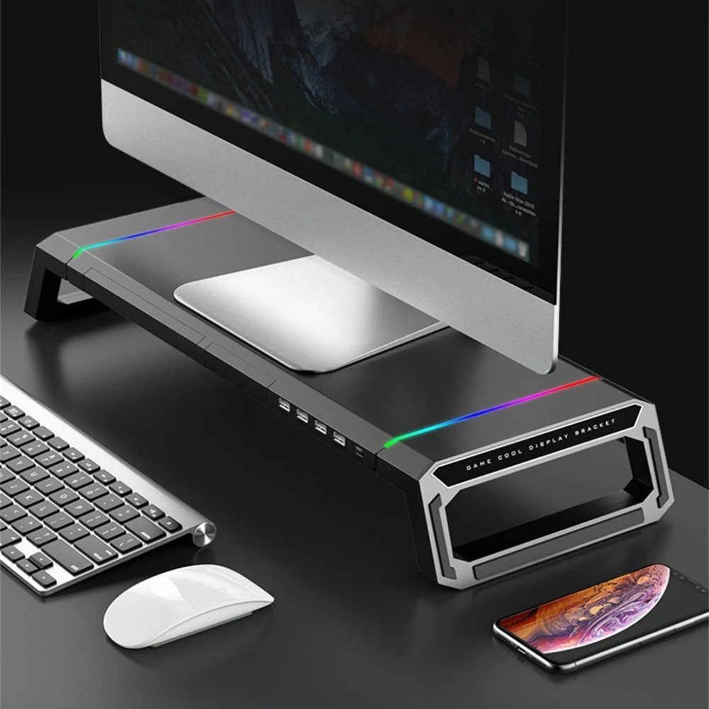 Armadiz T1 Monitor Stand with 4 USB Ports LED Light Control Built-In ...