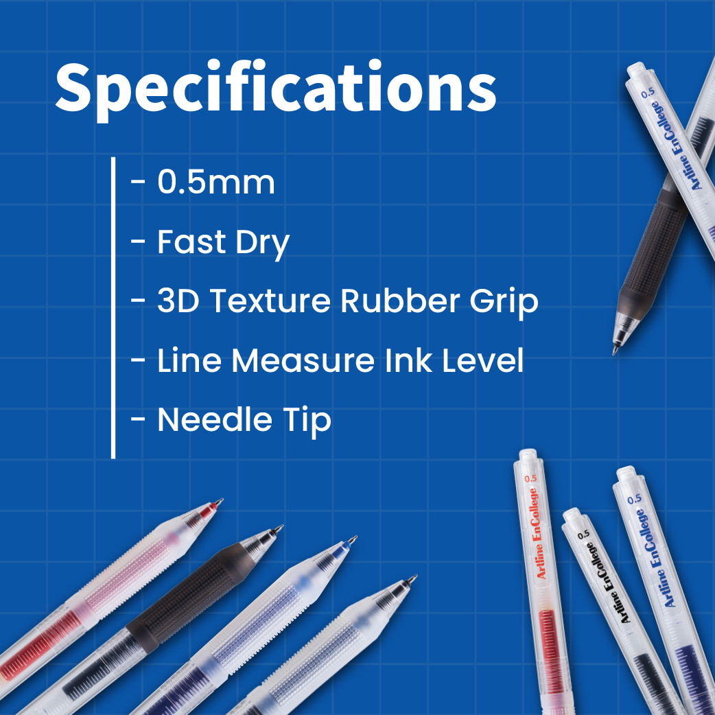 Artline EnCollege 0.5mm Gel Pen 4 Colours | Smooth Writing Gel Ink Pen ...