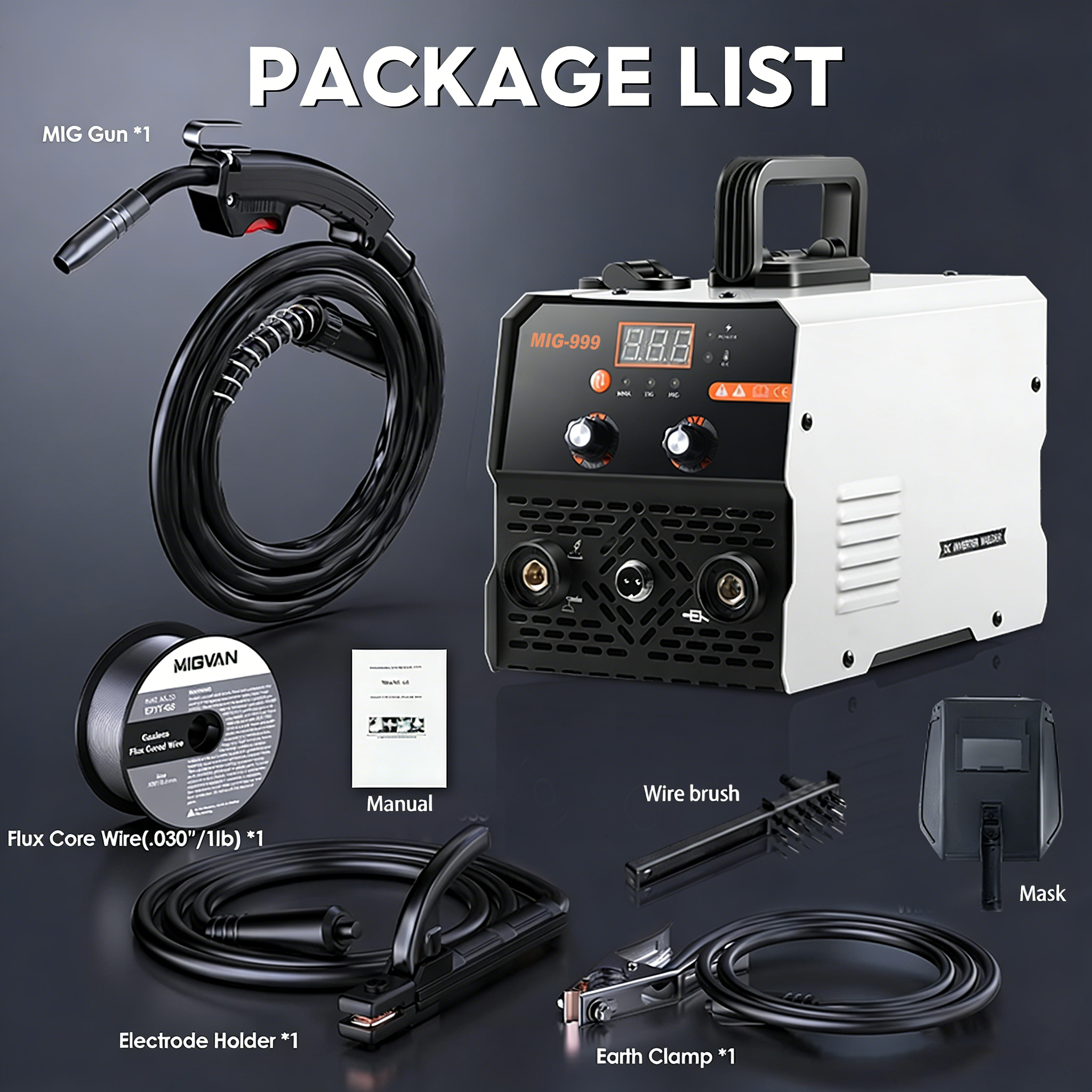 🔥MIG-999 MIG Welding Machine Set Gasless MIG/MMA/TIG 3in1 Inverter IGBT ...