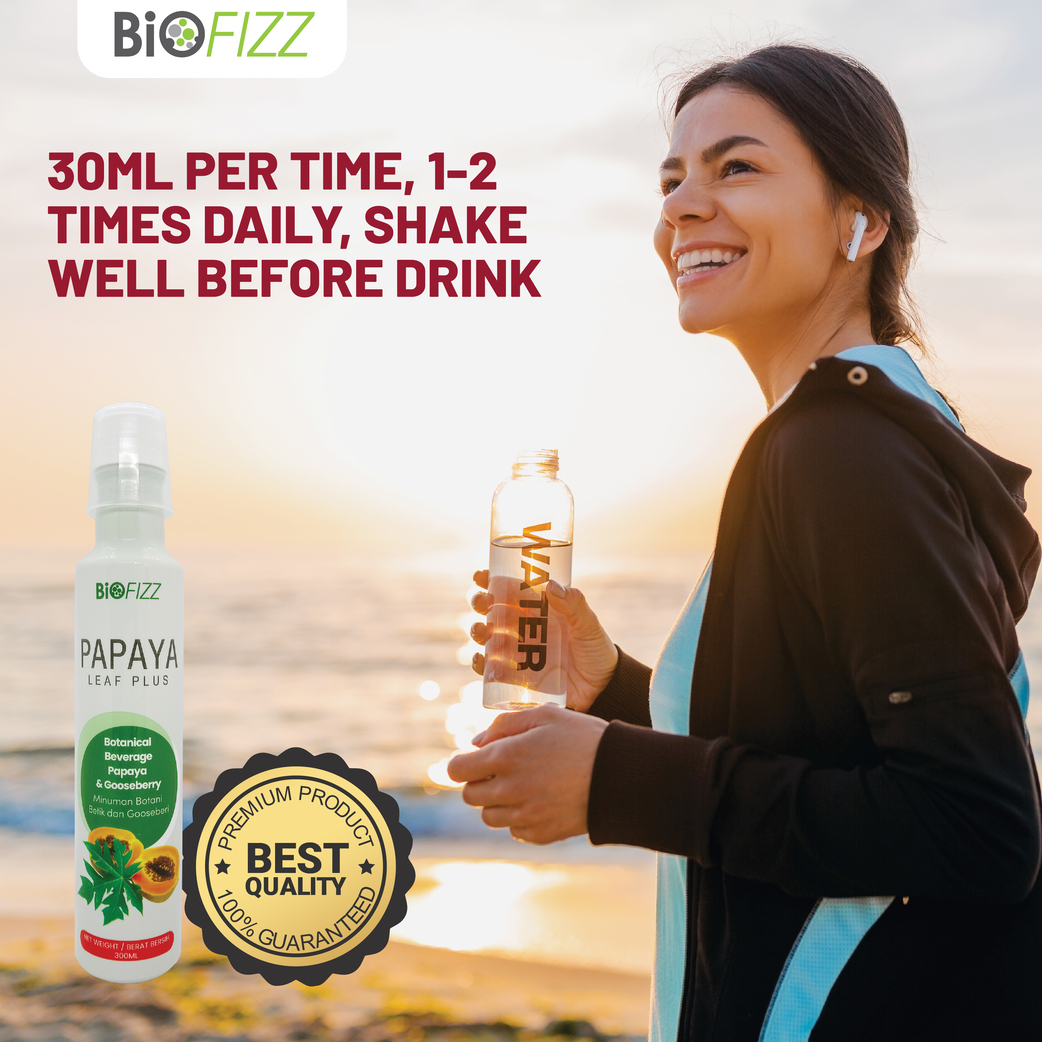 BIOFIZZ Papaya Leaf Plus 300ml Botanical Beverage Papaya Leaf Extract ...