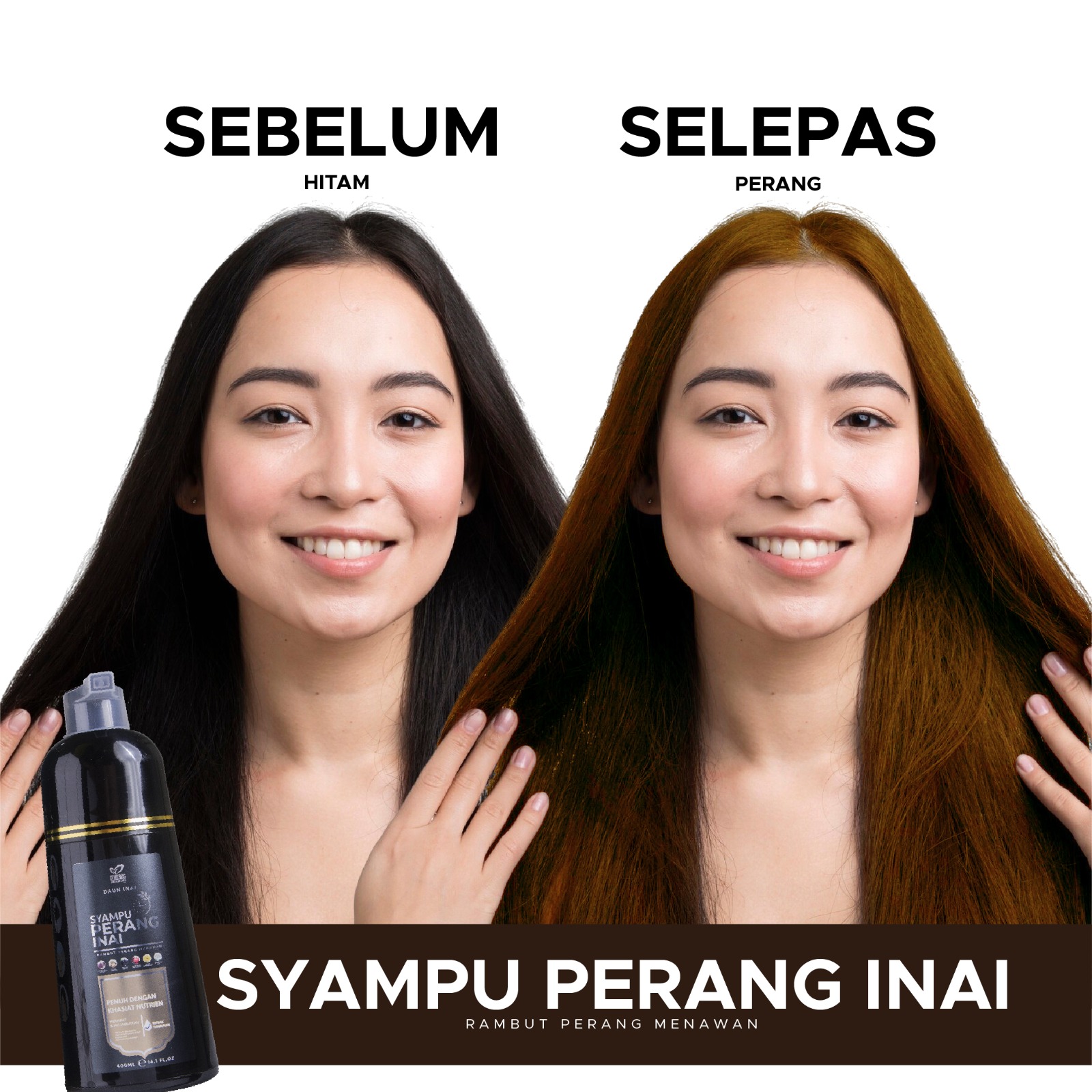 DHERBS SYAMPU PEWARNA RAMBUT INAI LEBAT BLACK & BROWN | Shopee Malaysia