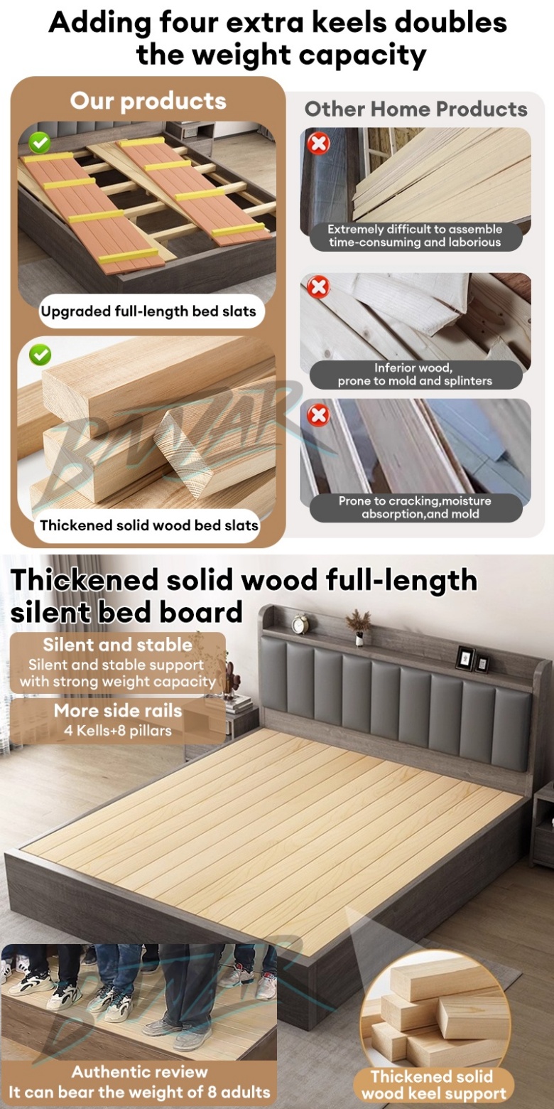 𝐁𝐌𝐙𝐀𝐑 𝙄𝙣 𝙎𝙩𝙤𝙘𝙠 Solid Wood Bed Frame With Headboard Katil Package Kayu ...