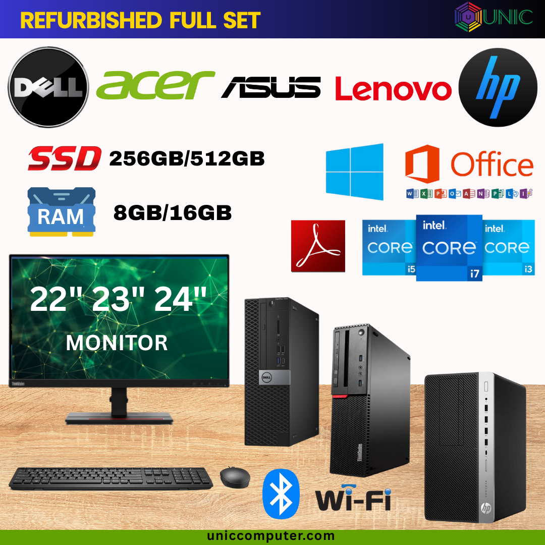 DELL HP LENOVO intel core i3/i5 /i7 Desktop Full set for student office ...