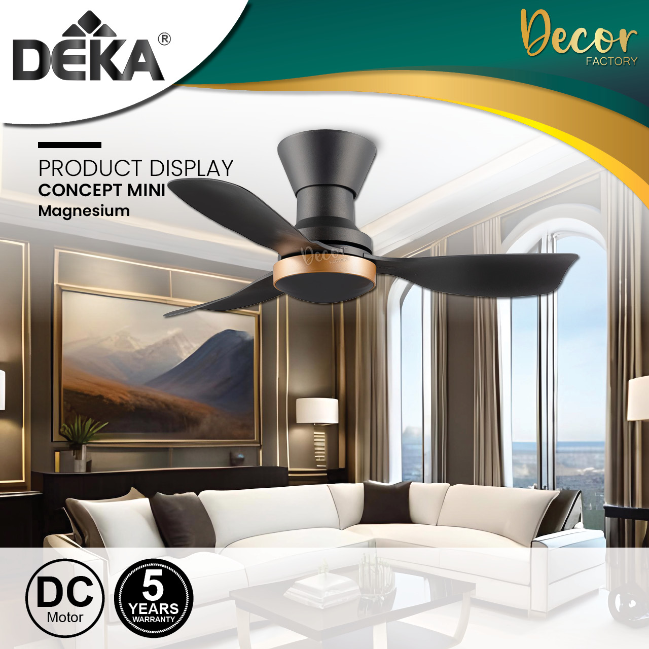 DEKA Fan DEKA CONCEPT MINI 34" 3 Blades 7 Speed Forward+Reverse DC ...