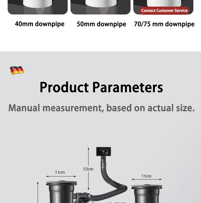 Stainless Steel Kitchen Sink Drain Pipe Double Groove Drain Pipe Full ...
