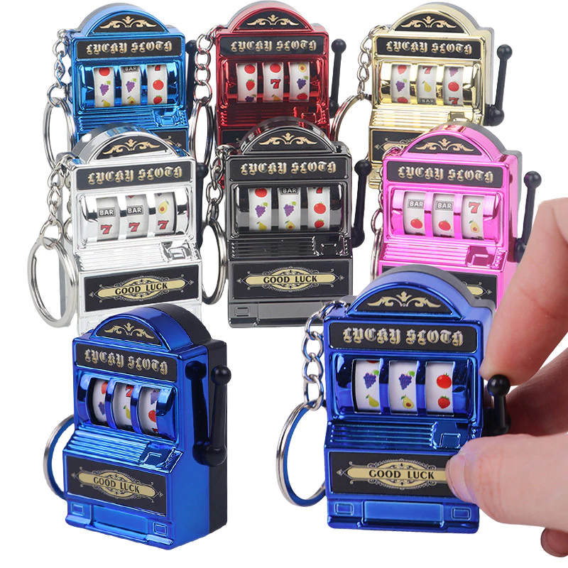 Mini Fruit Machine Key Ring Lucky Draw Game Console Pendant Gift ...