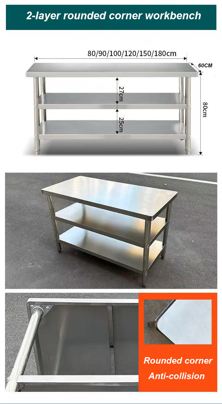 🍁Ready Stock🍁304 Stainless Steel Kitchen Workbench Table 2/3 Layer ...