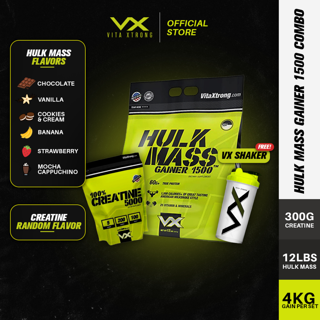 VitaXtrong THE HULK COMBO V1 | Hulk Mass Gainer 1500 (12lbs) + VX ...