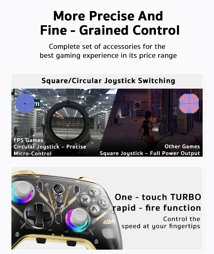 K20 Wireless Gaming Controller, APP Customizable Controls, Hall Effect ...