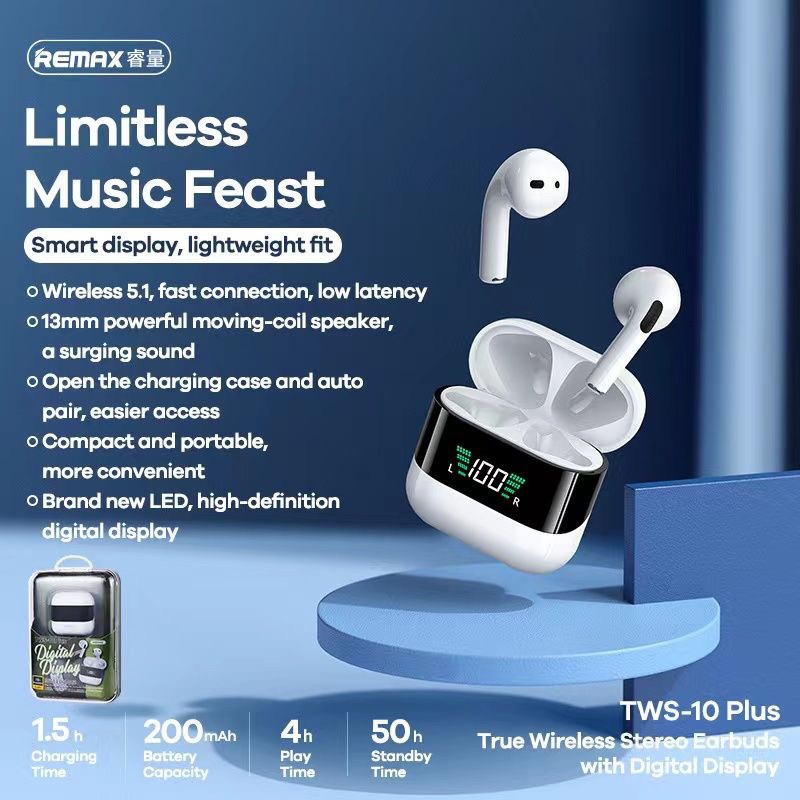 REMAX TWS-10 PLUS Bluetooth Earbuds Hi-quality excellent battery 🔋 ...