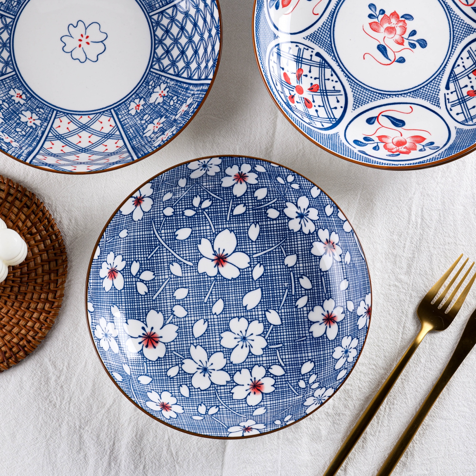 QOMO Bohemian 4pcs Ceramic Rice Plates Set Gift With Box Seramik ...