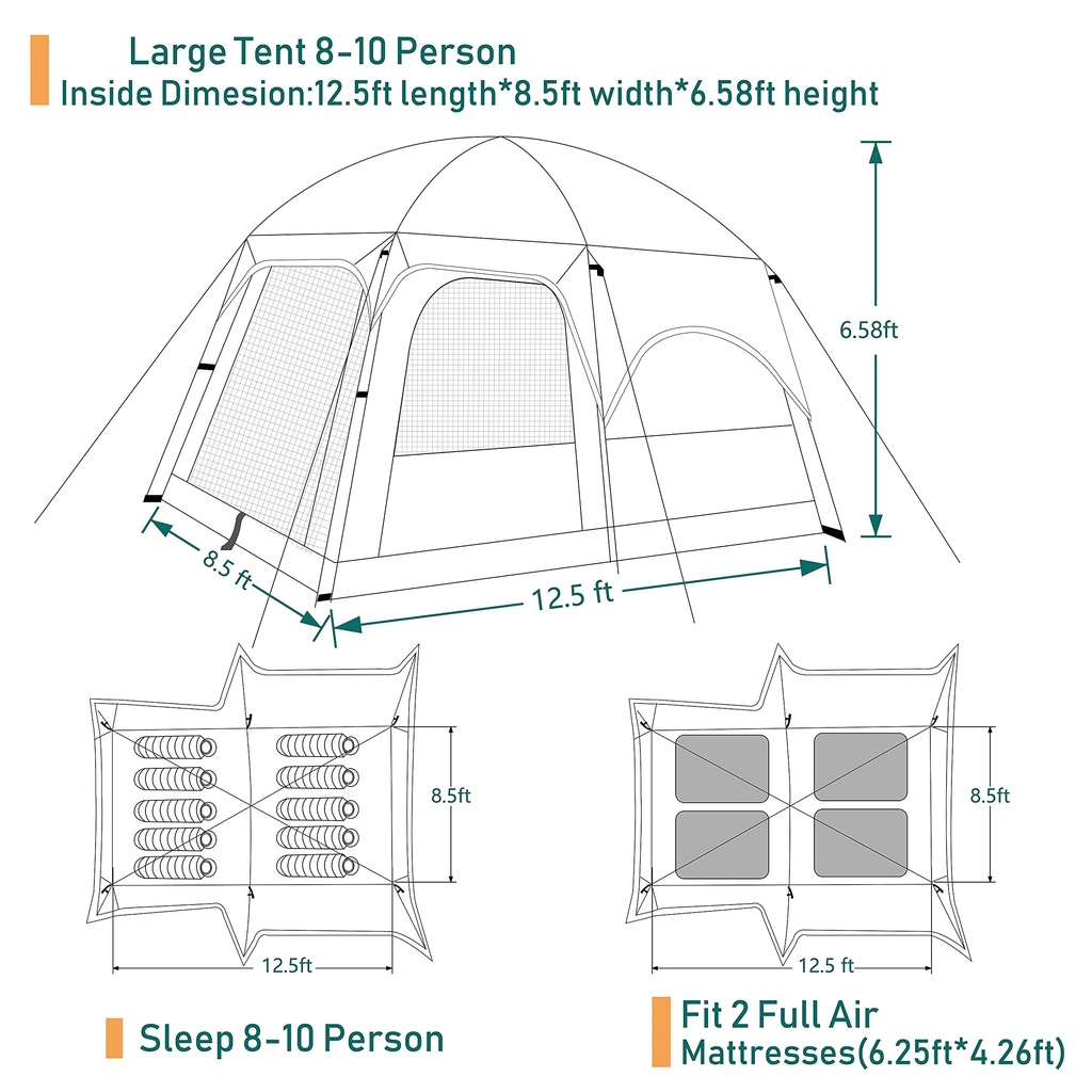 Magic Pocket Khemah Unta Camel Tent Besar 8-12 Person Large Camping ...
