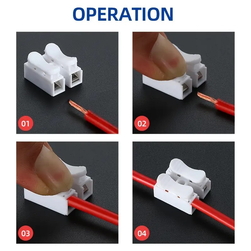 CH-2 Wire Cable Quick Connectors 2-in 2-out Easy, Quick & Safe Wiring ...