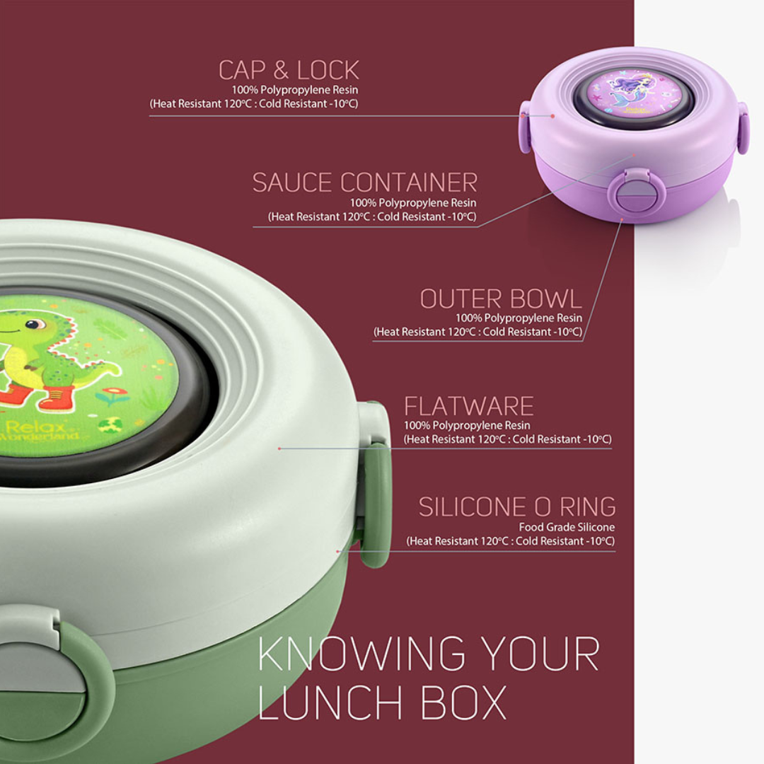 RELAX SUS304 Bekas Makanan Kanak-Kanak Stainless Steel Kids Lunch Box 3 ...