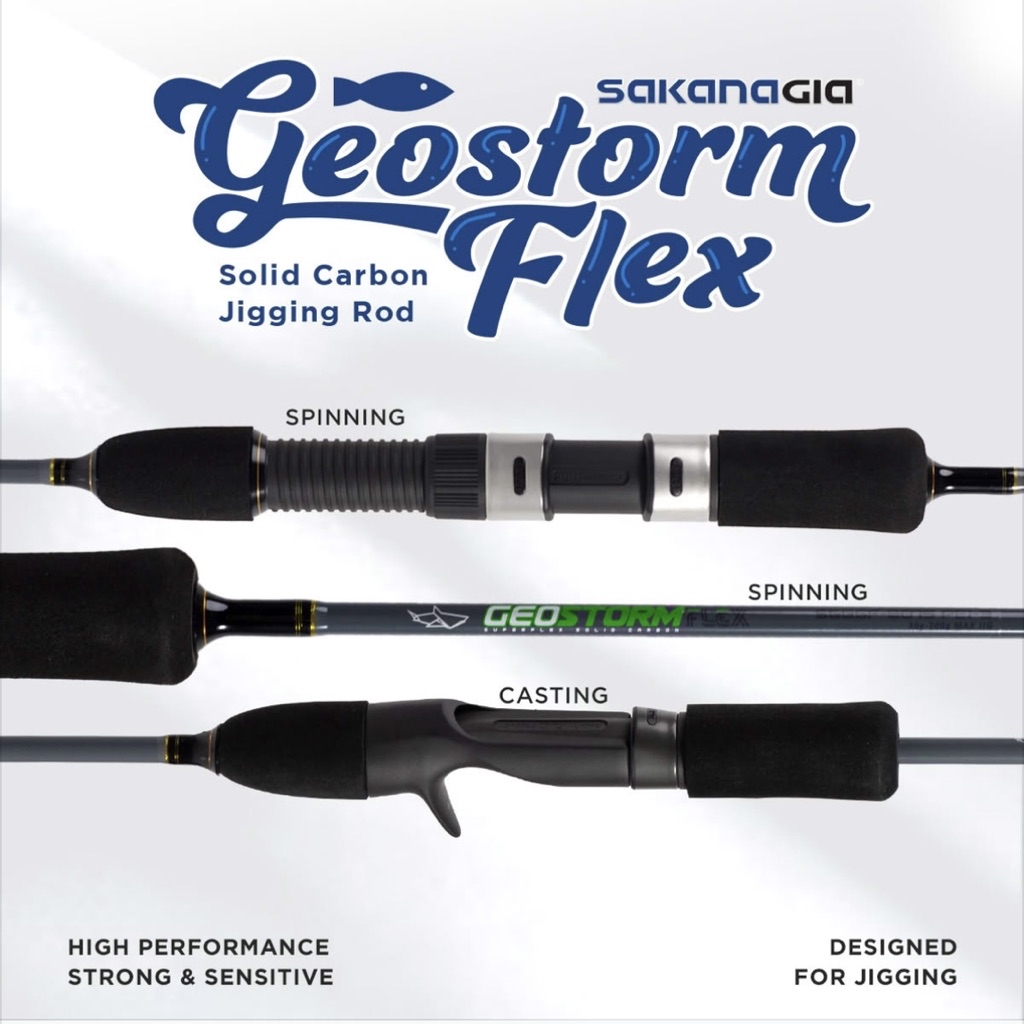 SAKANAGIA GEOSTORM FLEX Overhead Jigging Rod BC Solid Carbon Baitcast ...