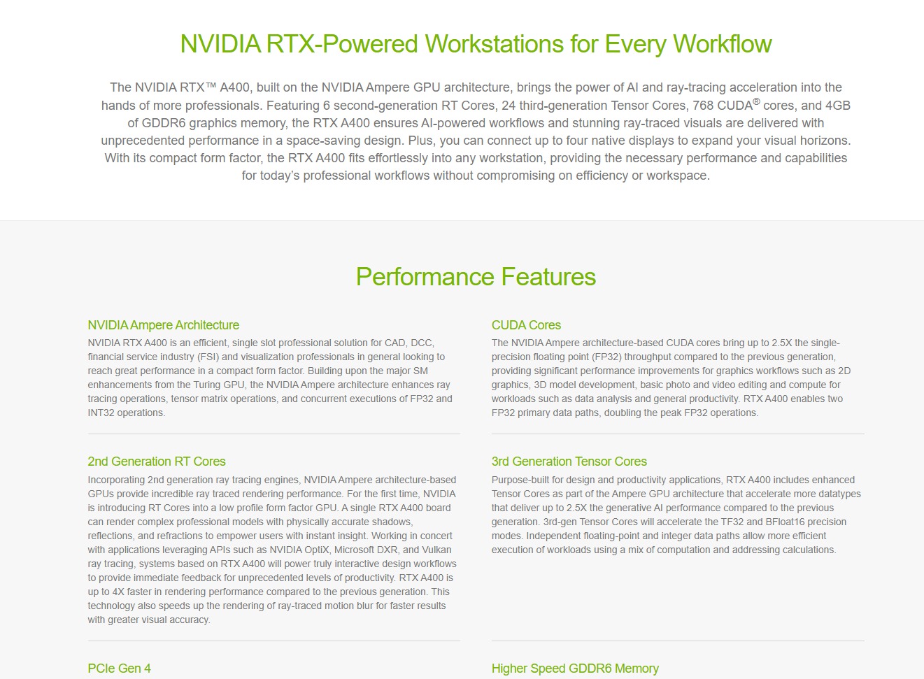 Leadtek Quadro RTX A400 4GB GDDR6 Professional Workstation Graphics ...
