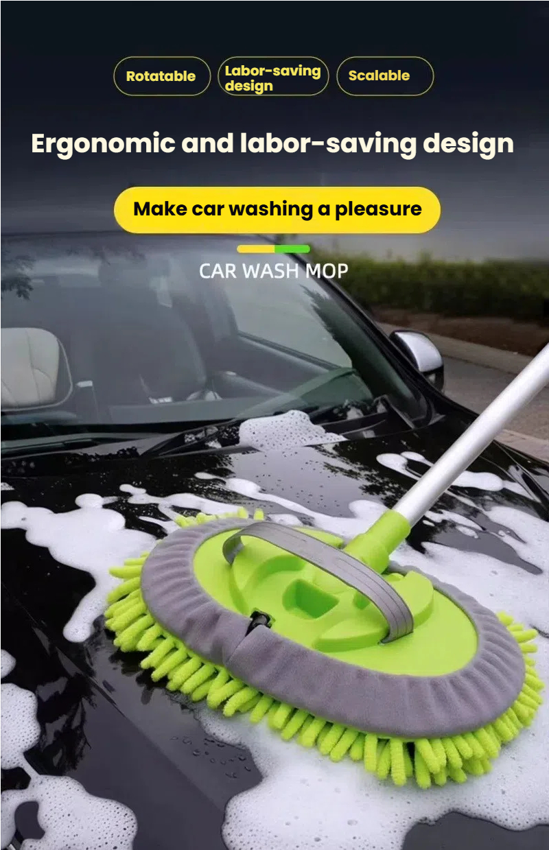 Car Wash Mop Telescopic Long Adjustable Handle Broom Dust Brush ...