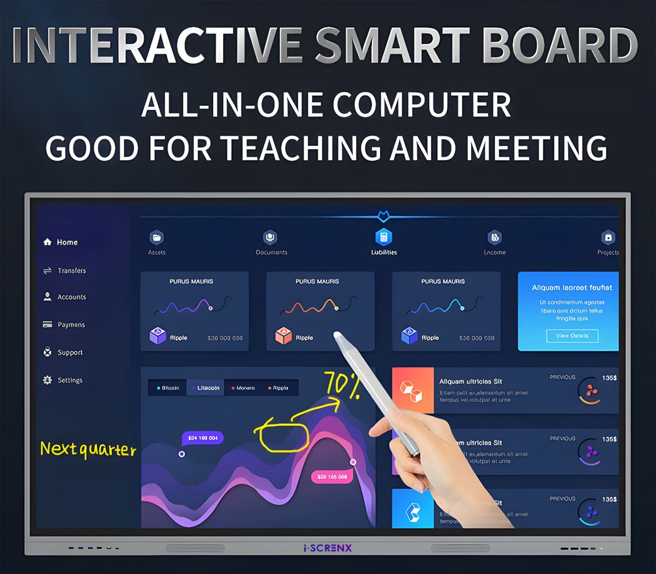 ISCRENX Interactive Smartboard 4K Touch Screen | 55-110 Inch ...