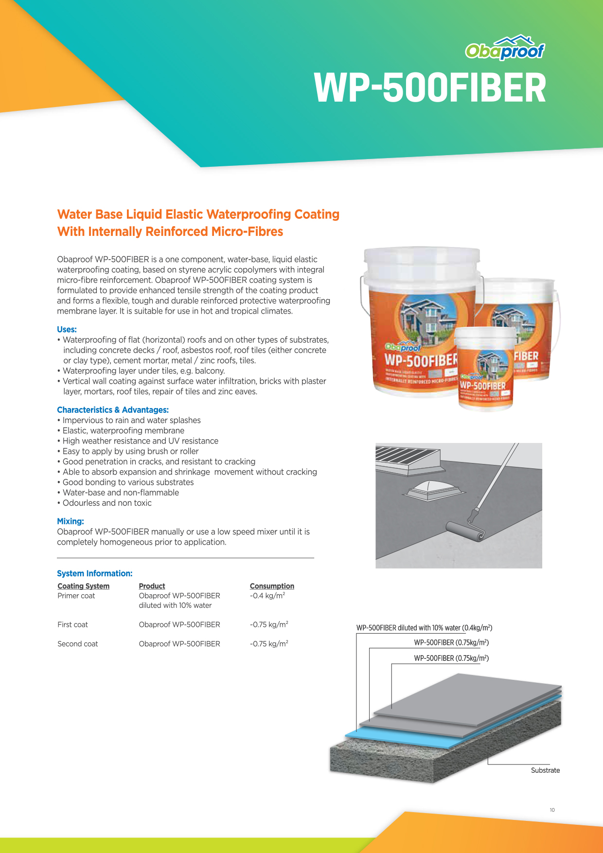 OBAPROOF 1KG/5KG WP 500 FIBER WATER LIQUID ELASTIC WATERPROOFING ...